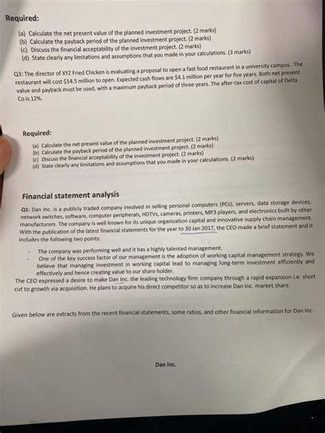 Solved Required A Calculate The Net Present Value Of The Chegg Com