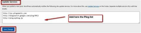 latest wordpress ping list 2020 for faster indexing