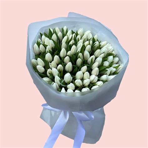 100 White Tulips Bouquet Flower Shop