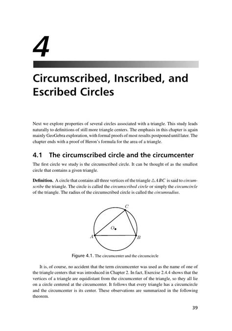 circumscribed inscribed and escribed circles chapter 4 exploring