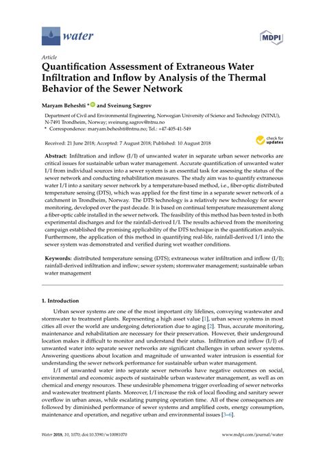 Pdf Quantification Assessment Of Extraneous Water Infiltration And Inflow By Analysis Of The