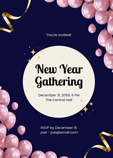 Free New Year Invitation Templates Editable And Printable