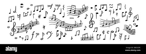 Classic Music Handwritten Sketch Background Set Of Doodle Notes