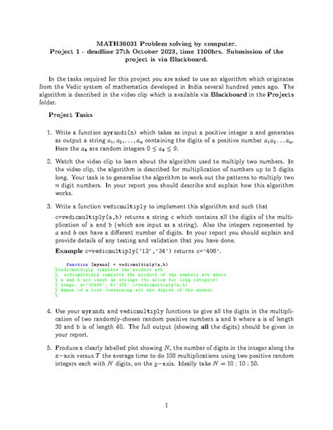 Project 1 Coursework Math36031 Problem Solving By Computer Project 1