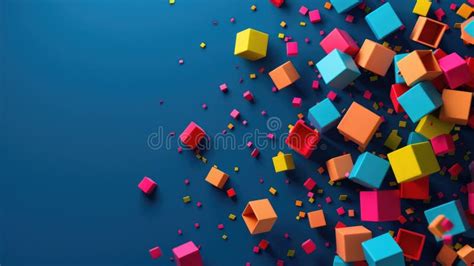 Colorful 3d Cubes Floating In A Dark Background Abstract Geometric