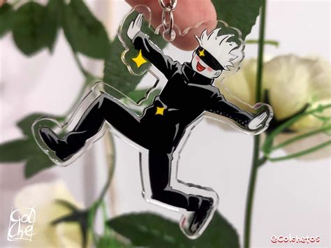 Gojo Satoru Keychain Jujutsu Kaisen Gojo Sensei Anime Keychain By Colchetos Etsy