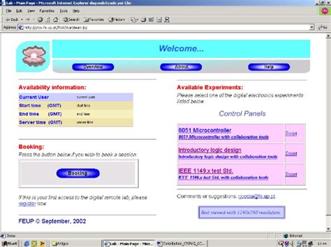 Entry Page To The Remote Lab Supporting The Three Types Of Experiments Download Scientific