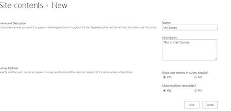 how to build a survey using survey list in sharepoint