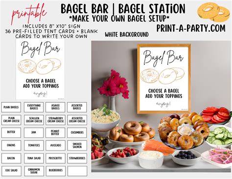 Printable Diy Bagel Bar Bagel Station Setup Great For Parties