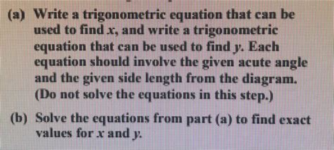 Solved A Write A Trigonometric Equation That Sed To Find Chegg Com
