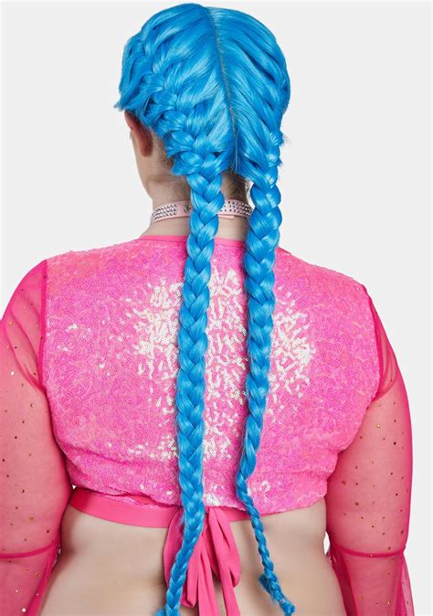Club Exx Pig Tail Wig Blue Dolls Kill
