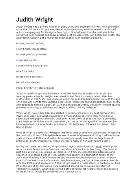 Judith Wright Pdf Poetry