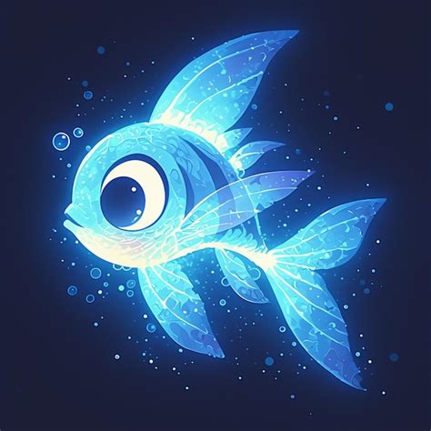 Lanternfish Glowing In The Dark Premium Ai Generated Vector