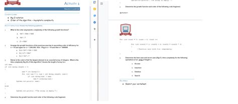 Solved ACTIVITY ACTIVITY CONCEPTS Covered Big O Notation Chegg