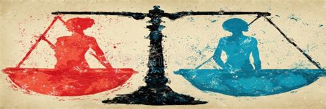 Balance Between Justice And Equality Represented By Contrasting Figures