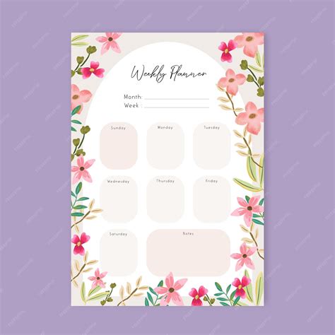 Premium Vector Pink Floral Monthly Planner Template Journal
