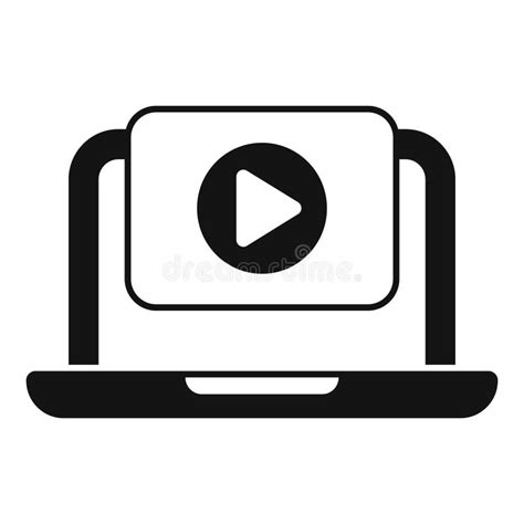 laptop displaying streaming video player icon stock vector