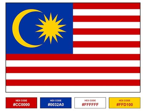 Premium Vector Vector And Hex Code Nation Flag Of Malaysia