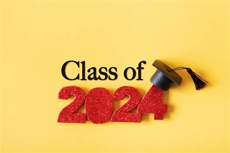Premium Photo Red Glitter Number 2024 With Graduated Cap And Class Of Text Class 2024 Concept