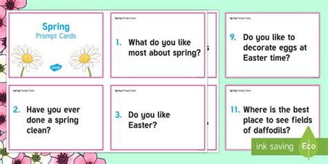 Spring Prompt Questions Adult Guidance Teacher Made