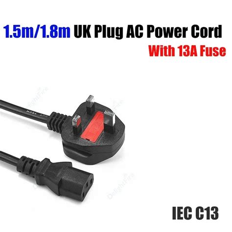 3pin Uk Plug C13 Power Cable 1 8m 1 5m Main Power Extension Cord With