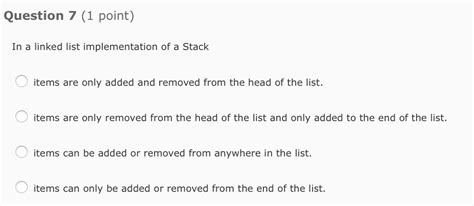 Solved Question 7 1 Point In A Linked List Implementation