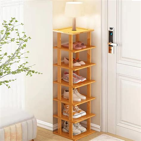 Bamboo Shoe Rack Vertical Shoe Rack For Small Spaces Tall Narrow