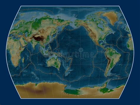 Tectonic Plate Boundaries On The World Physical Map 180 Pm Ti Stock