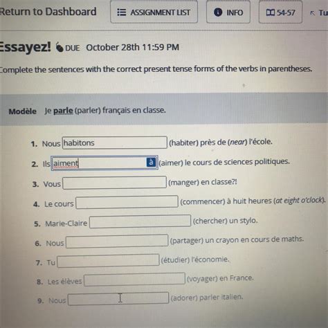 Essayez Complete The Sentences With The Correct Present Tense Forms Of The Verbs In Parentheses