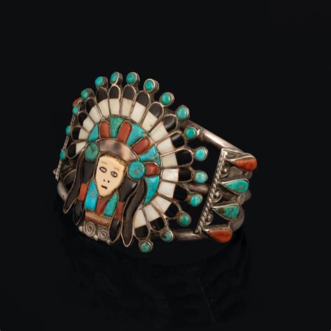 Lot Zuni Headdress Bracelet Ca1950s
