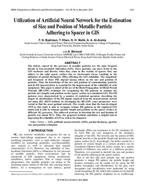 Pdf Utilization Of Artificial Neural Network For The Estimation Of Size And Position Of