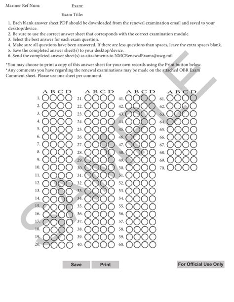 Exam Answer Sheet Template