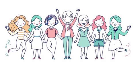 Premium Vector A Drawing Of A Group Of People Holding Hands