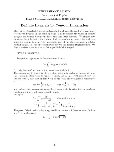 Contour Integral 1 Pdf