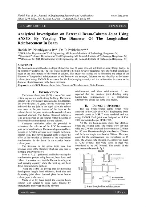 Analytical Investigation On External Beam Column Joint Using Ansys By