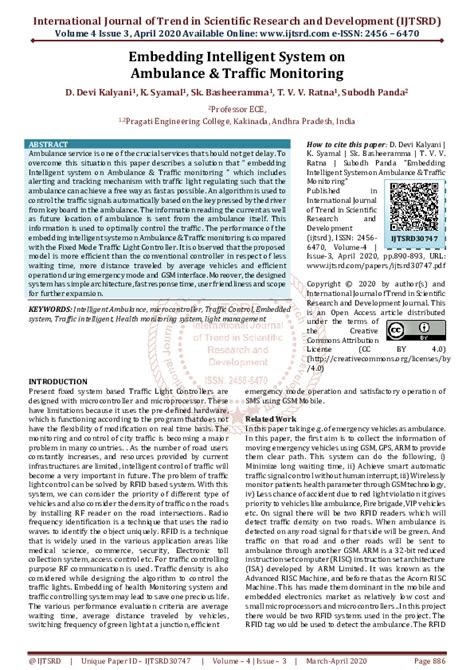pdf embedding intelligent system on ambulance and traffic monitoring