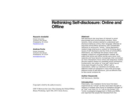 Pdf Rethinking Self Disclosure Online And Offline