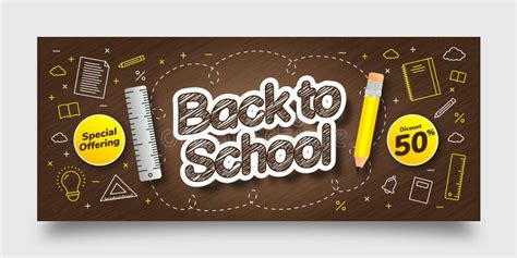 Back To School Special Offering Discount Banner Template Brown Yellow