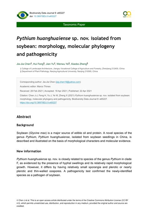 Pdf Pythium Huanghuaiense Sp Nov Isolated From Soybean Morphology