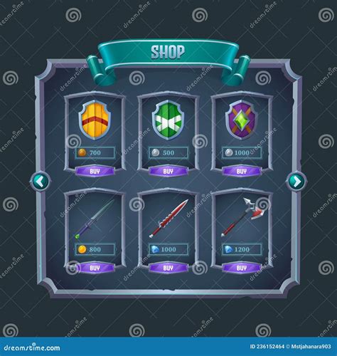 Rpg Game Shop Menu Panel With Medieval Weapon Stock Vector Illustration Of Ancient Price