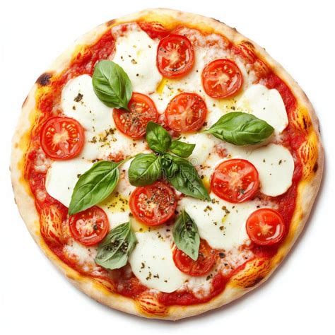 A Classic Margherita Pizza With A Thin Crispy Crust Topped With Fresh