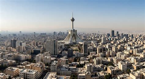 Panoramic View Of Tehran Iran Featuring The Milad Tower A Prominent Stock Illustration