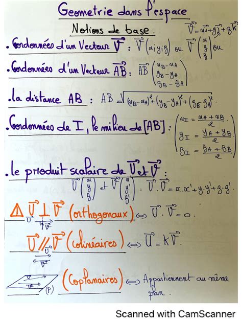 Geometrie Dans Lespace Cours Detailles Pdf