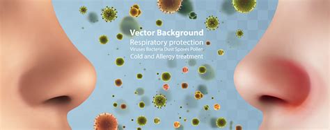 알레르기 및 질병 바이러스 및 박테리아 먼지 및 먼지로부터 호흡기 및 코를 보호하는 광고를위한 벡터 템플릿 건강관리와 의술에