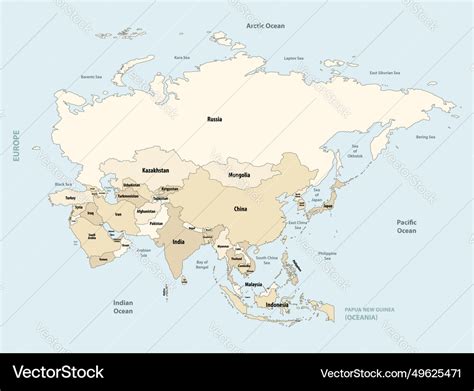 Asia Map With Countries Labeled Asia Political Detailed Map Royalty