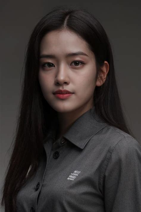 회색 셔츠와 검은색 바지를 입은 긴 머리의 여성 Seaart Ai