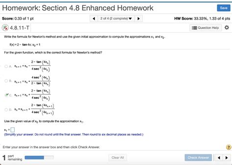 Solved Save Homework Section 4 8 Enhanced Homework Score
