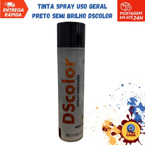 Tinta Spray Uso Geral Preto Semi Brilho Dscolor Shopee Brasil
