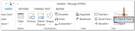 How To Insert Timestamp Or Current Date And Time In Outlook