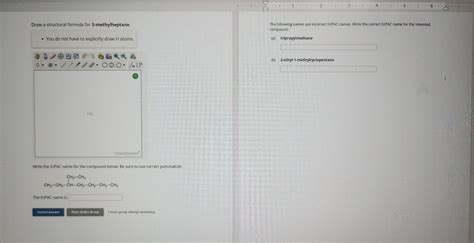 Solved Draw A Structural Formula For 3 Methylheptaneyou Do
